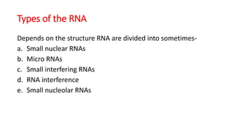 Structure and function of RNA | PPTX