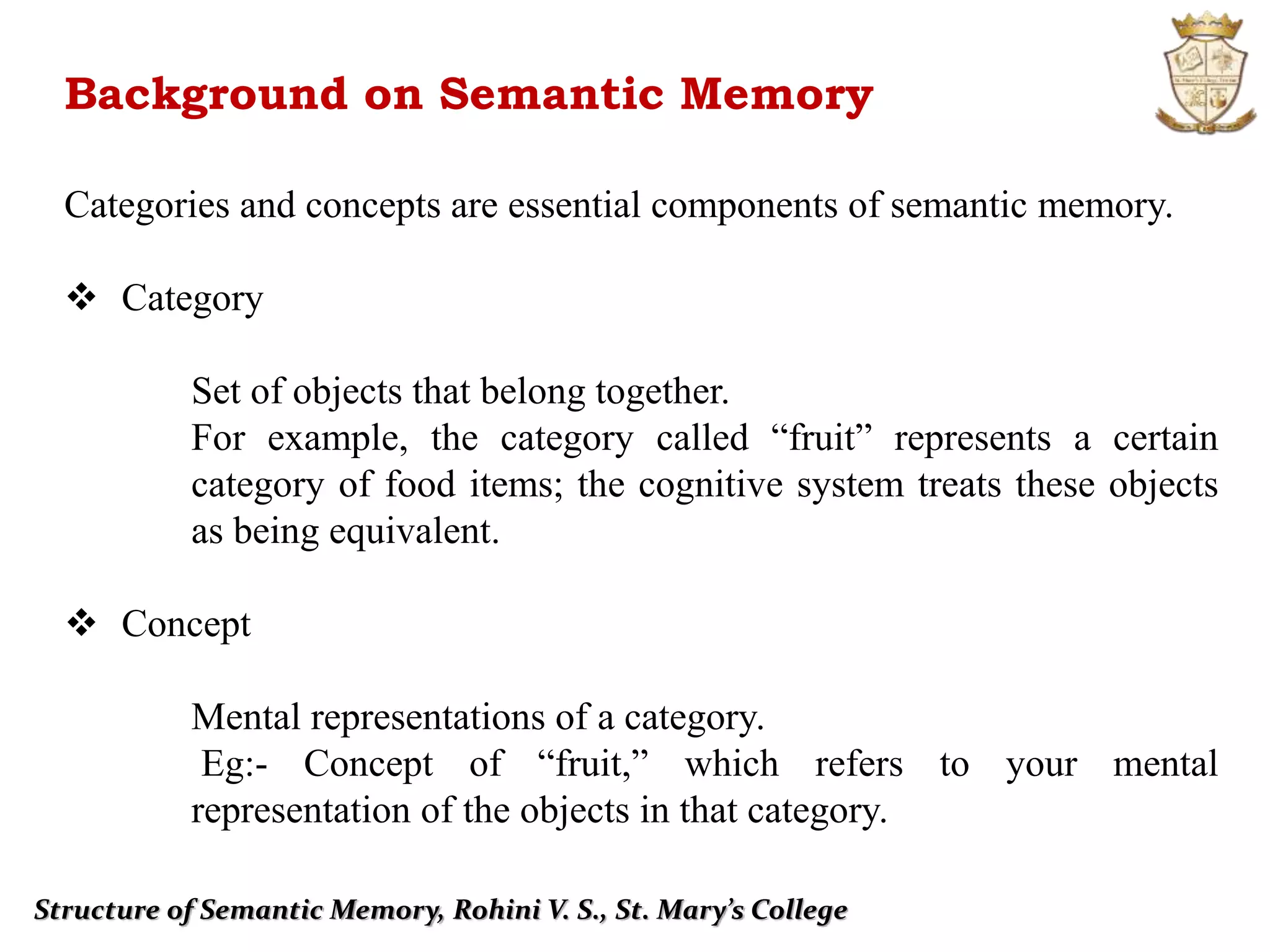Psycjology:Structure of Semantic Memory | PPTX