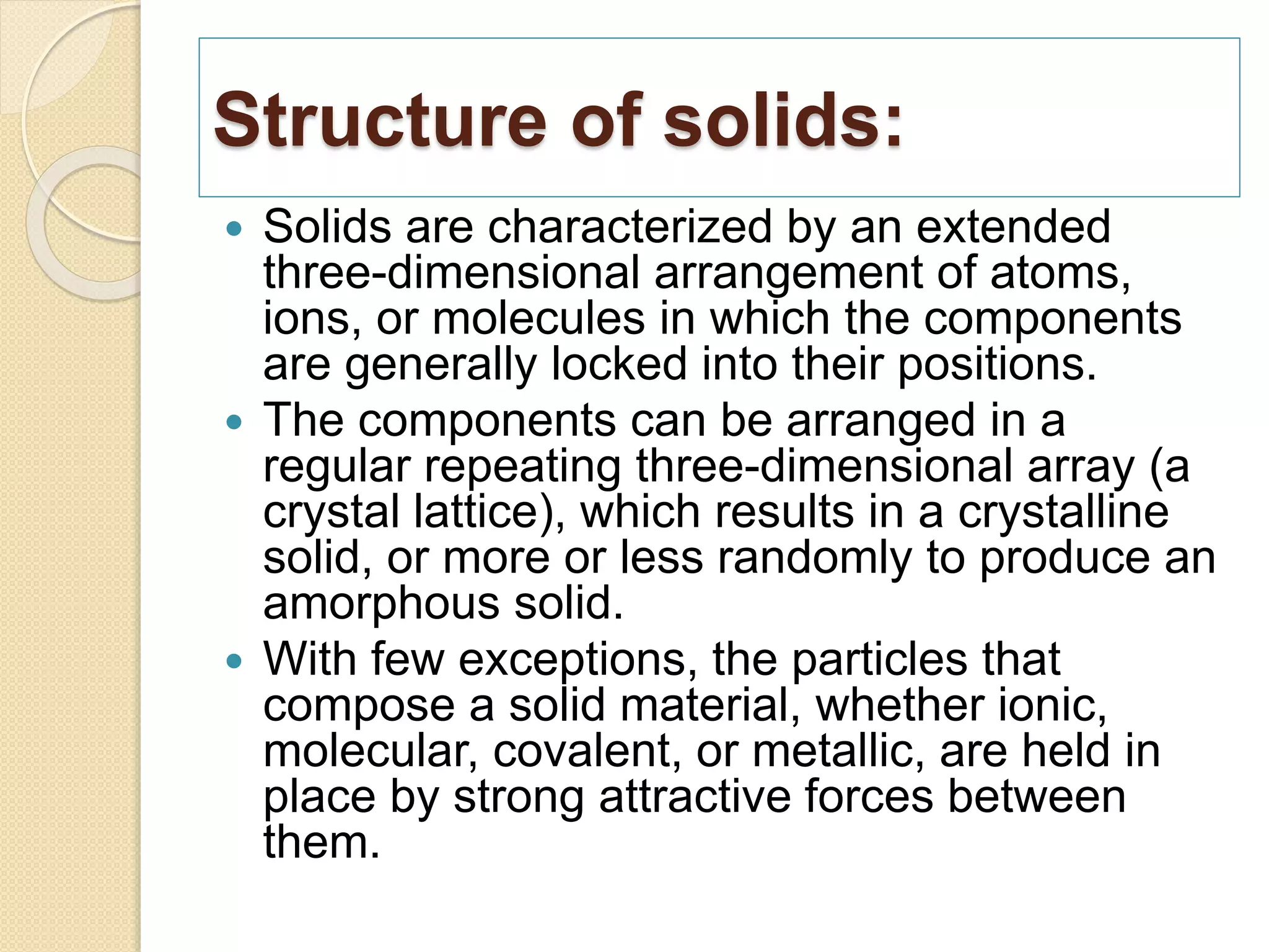 Structure of solids | PPTX | Chemistry | Science