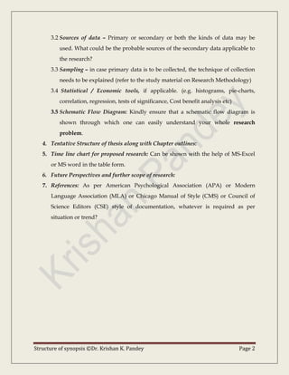 Structure of synopsis | PDF