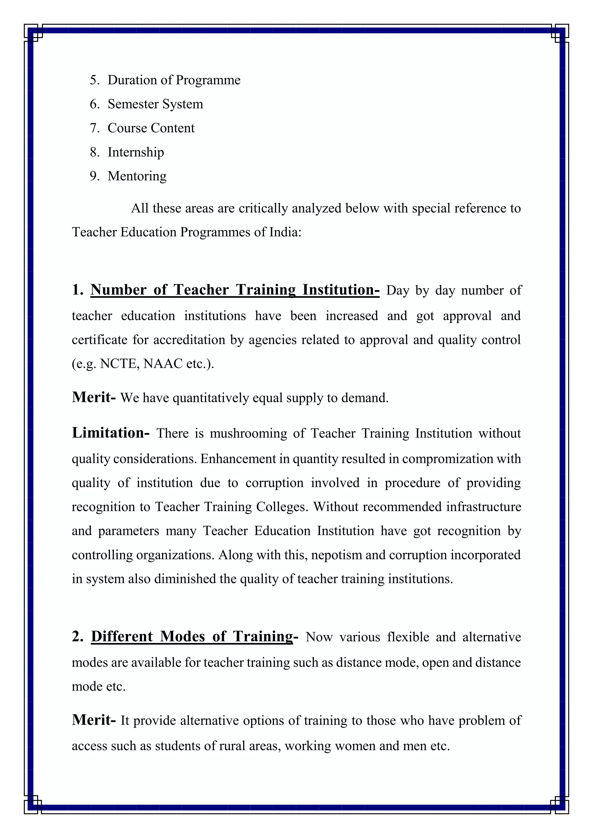 Structure of Teacher Education System in India by Garima Tandon | PDF