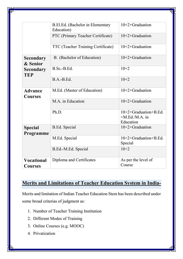 Structure of Teacher Education System in India by Garima Tandon | PDF ...