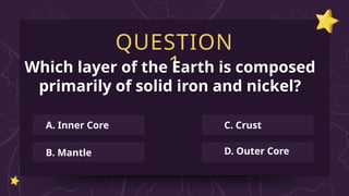 Structure of the Earth Quiz Activity Presentation in Purple and White ...
