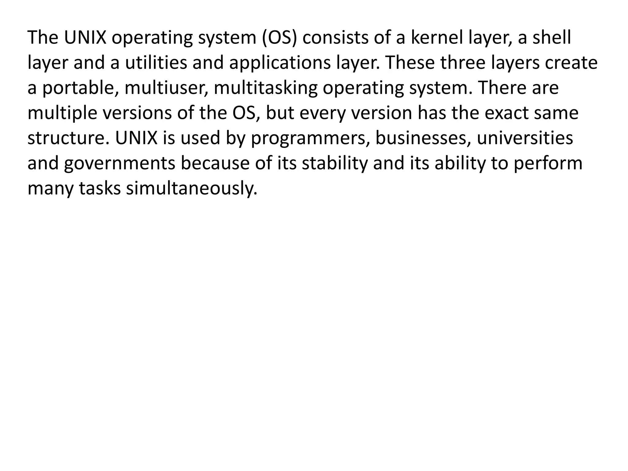 Structure Of Unix Operating System Pptx