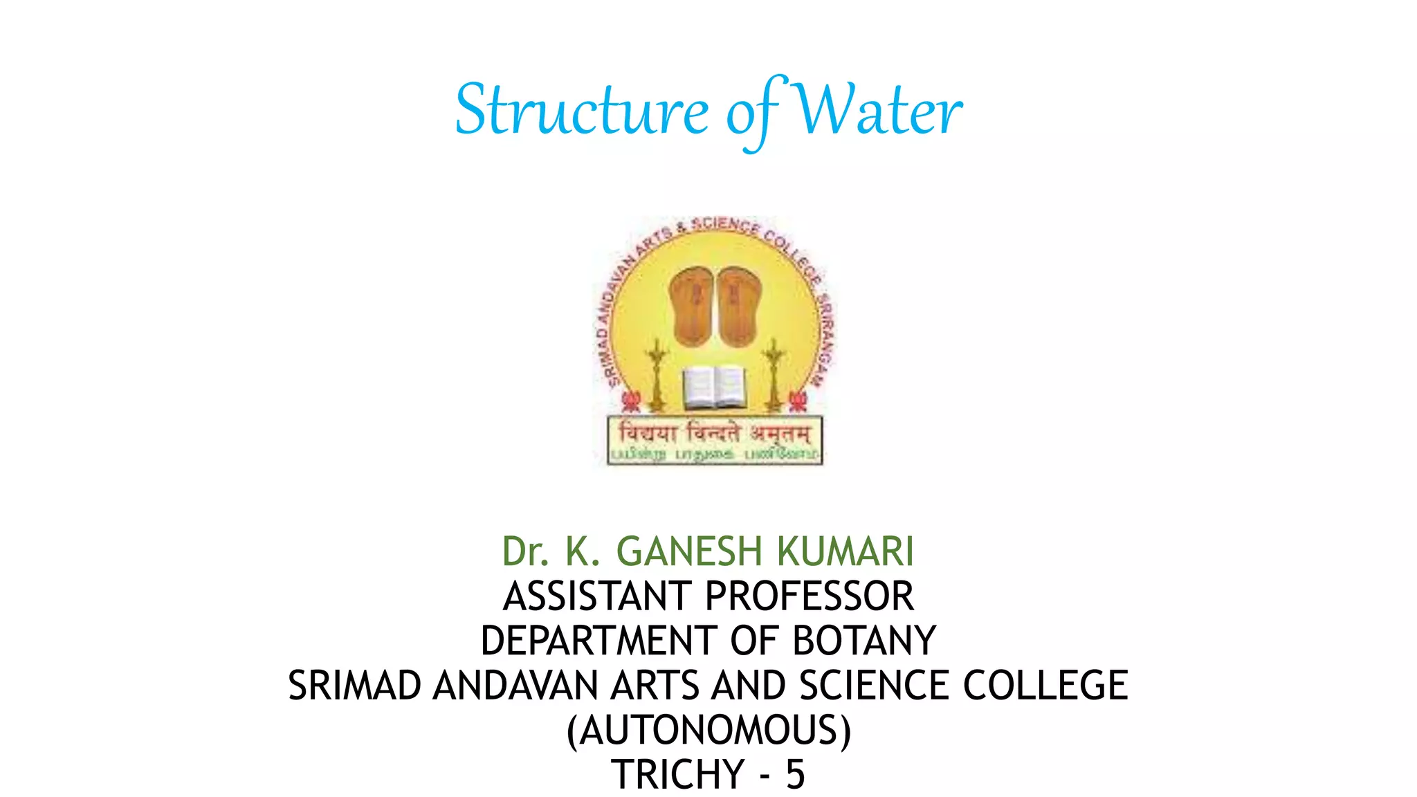 Structure of water | PPTX | Chemistry | Science