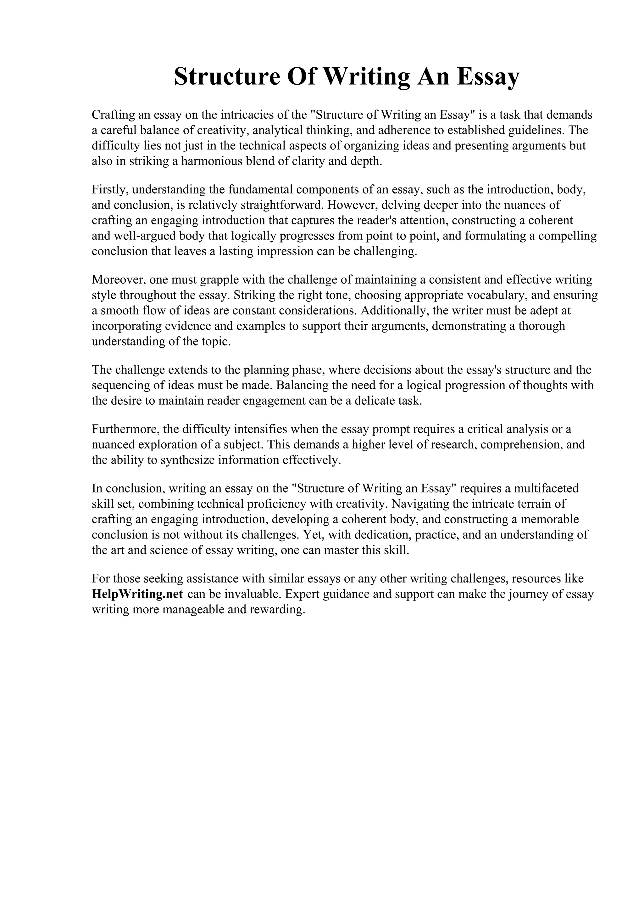 Structure Of Writing An Essay | PDF