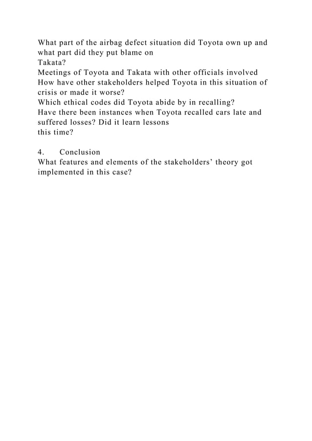 Structure outline for Toyota Airbags Defect Case Study1. .docx