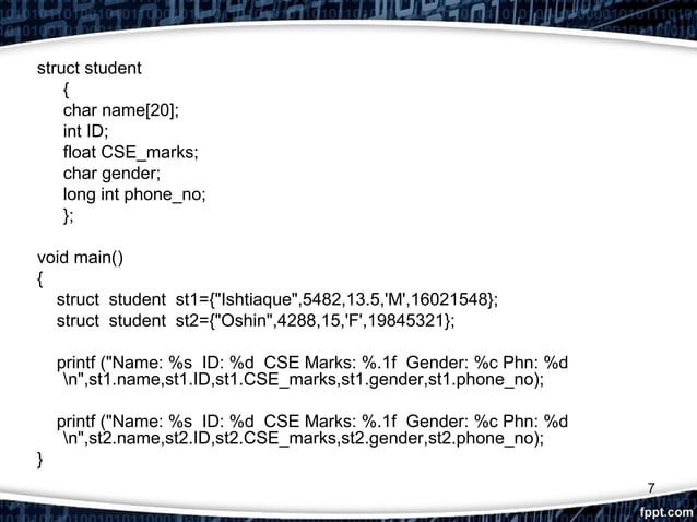 Structure In C Ppt Programming Languages Computing