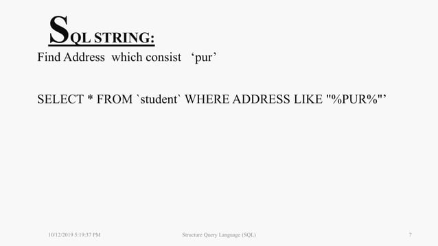 Structure Query Language Sql Ppt