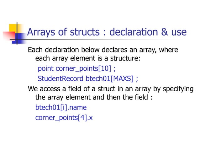 Introduction to structures in c lang.ppt