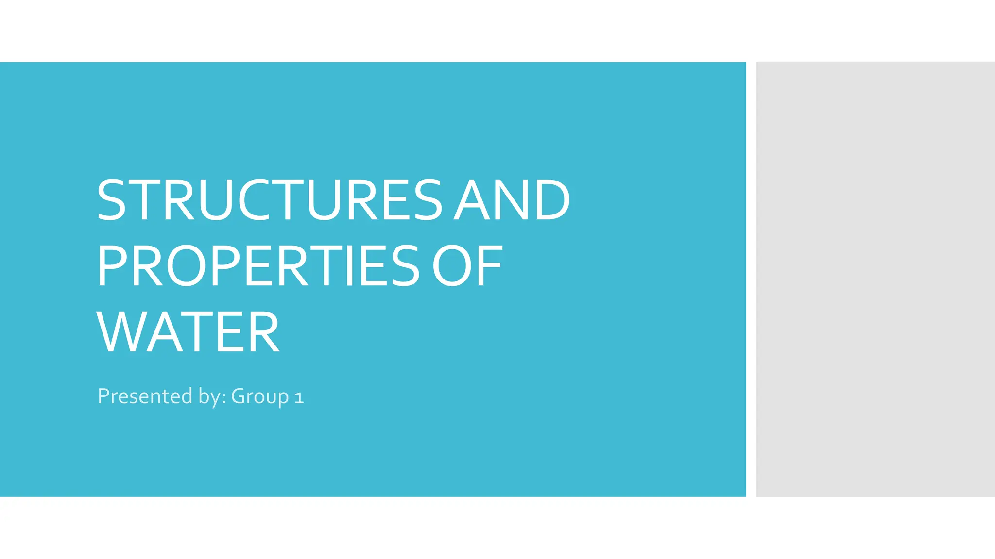 Structure and properties of water and chemical properties of water ...