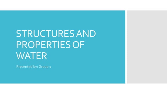 Structure and properties of water and chemical properties of water | PPT