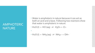 Structure and properties of water and chemical properties of water ...