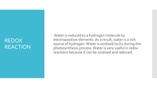 Structure and properties of water and chemical properties of water ...