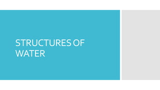 Structure and properties of water and chemical properties of water ...
