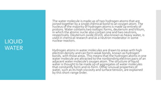Structure and properties of water and chemical properties of water ...
