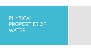 Structure and properties of water and chemical properties of water | PPTX