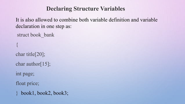 Definition Declaration Of Structures In C Pptx