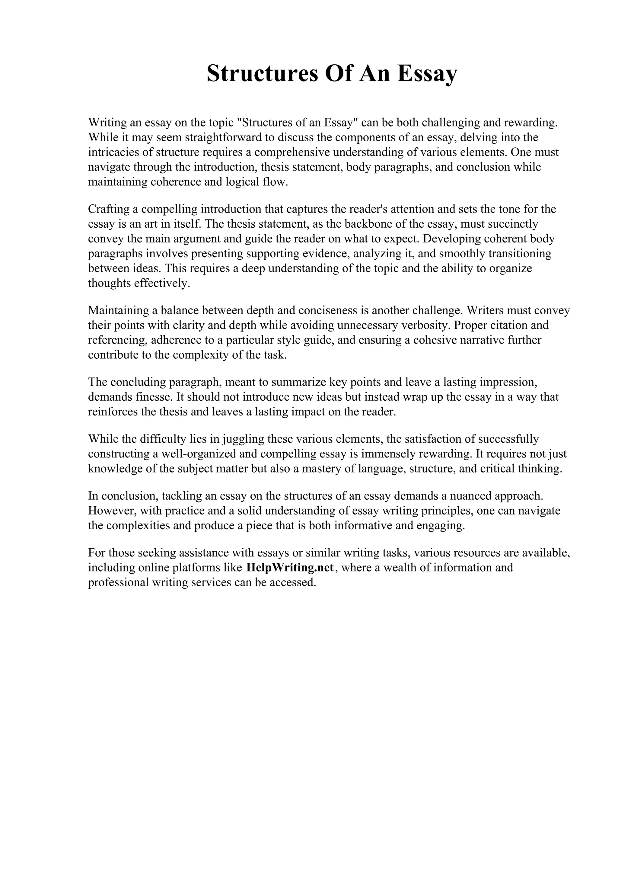 Structures Of An Essay.pdfStructures Of An Essay | PDF