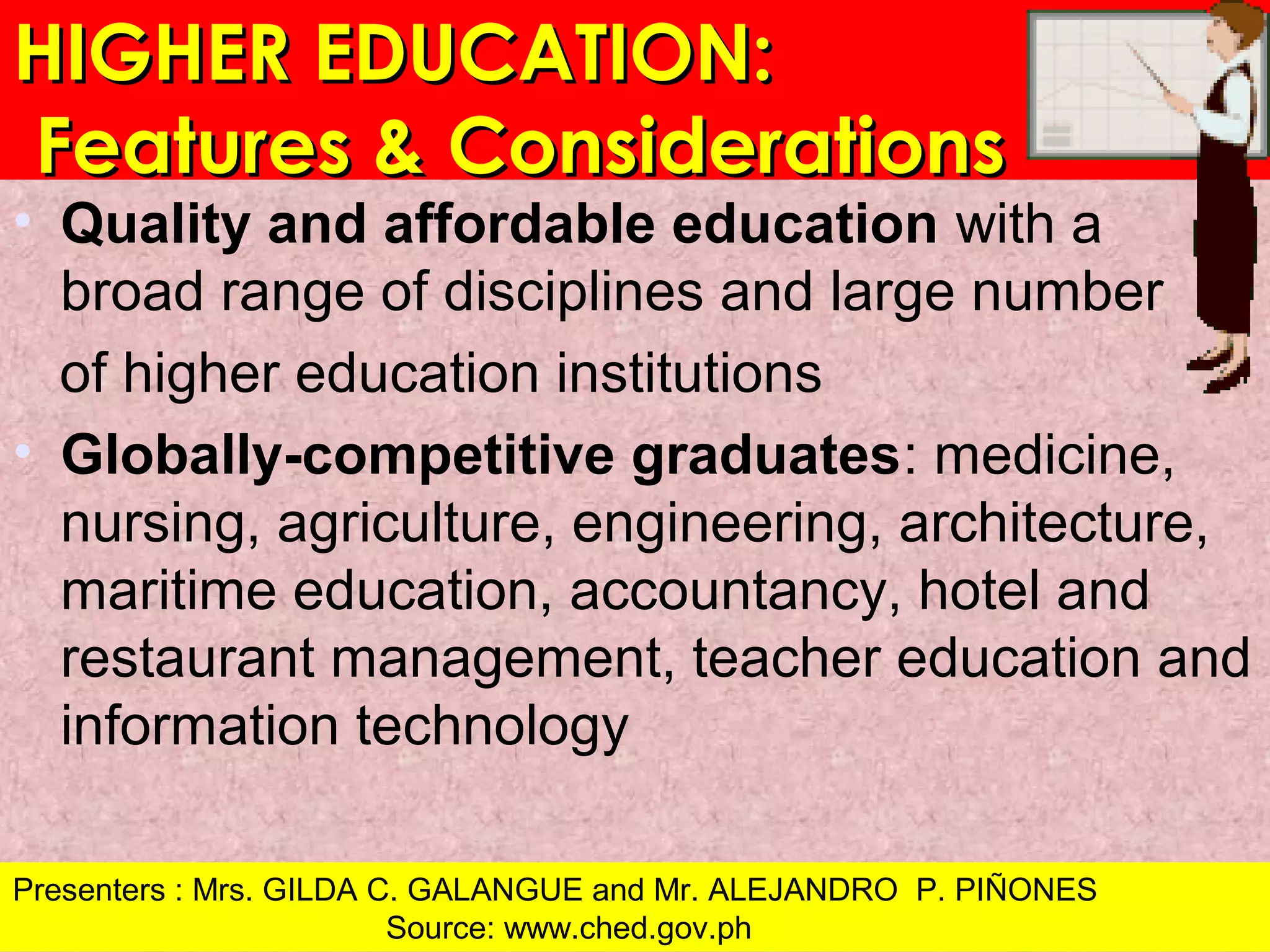 Structures of Higher Education. The Structure of Phil. Educ. System | PPT