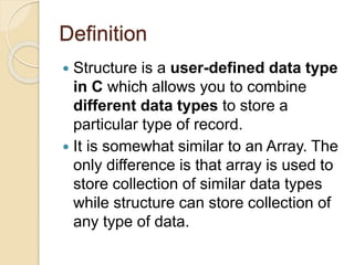 Structures in c language | PPTX