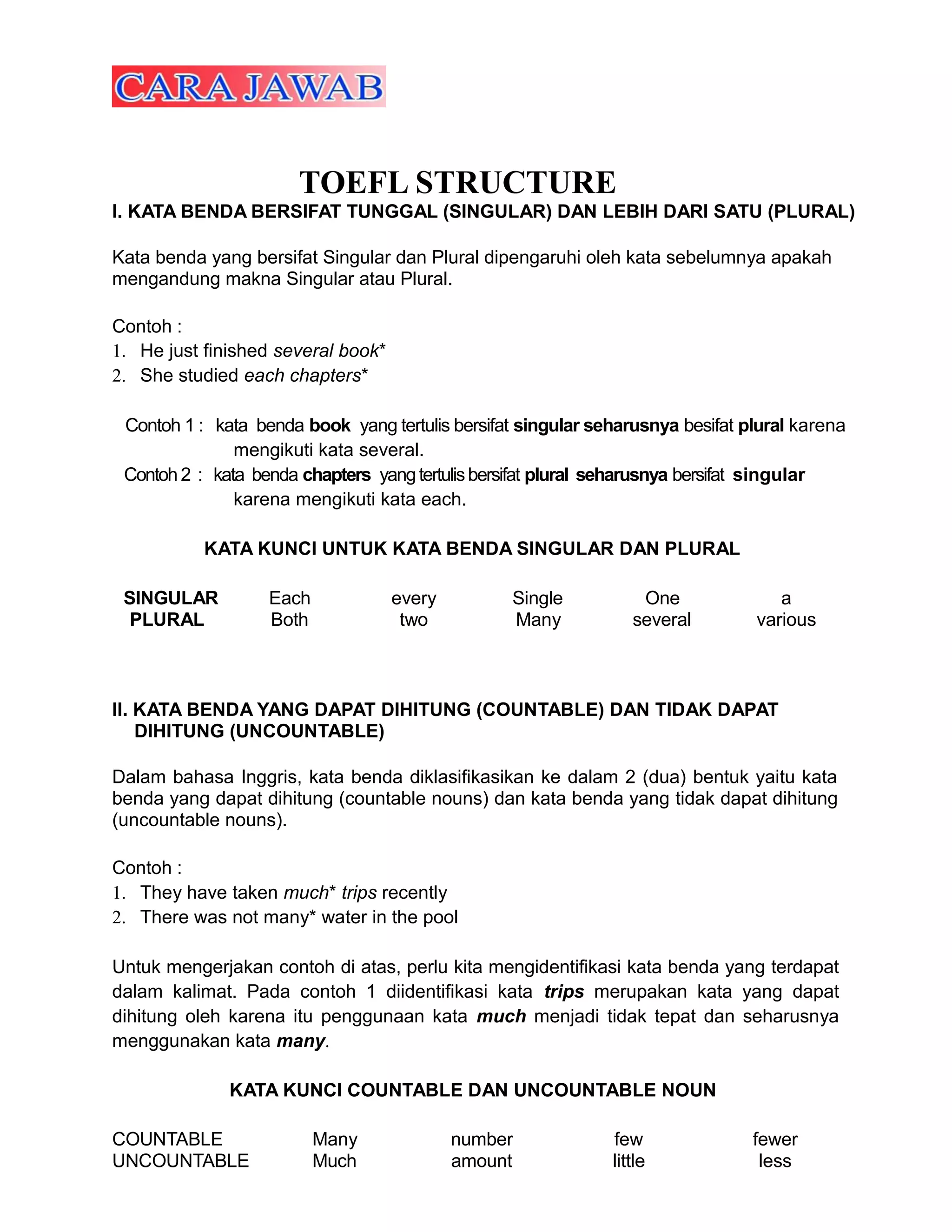 Structure toefl learning (upi 2018) | RTF