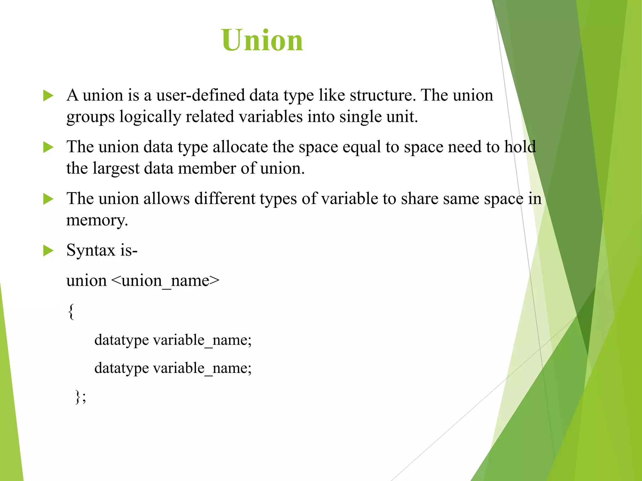 Structure & Union in C++ | PPTX