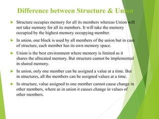 Structure & Union in C++ | PPTX