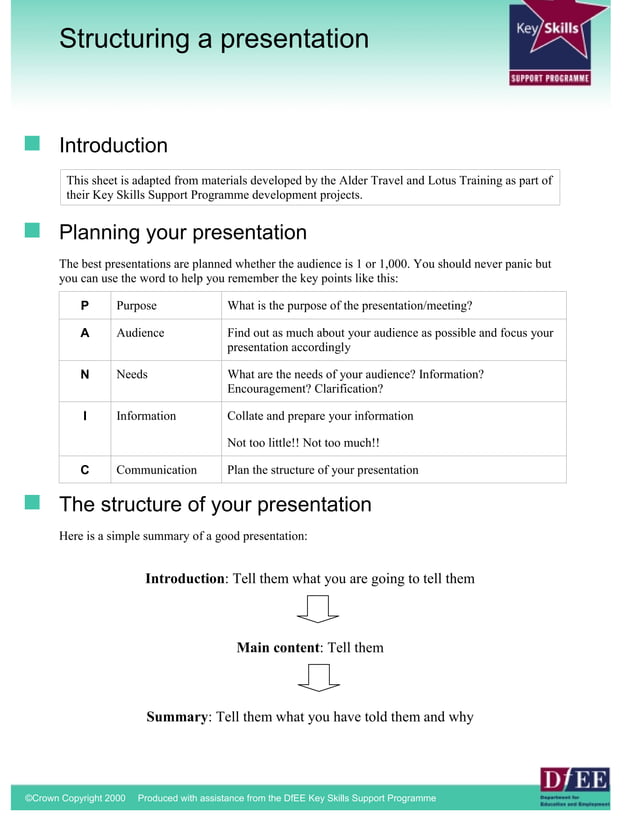 Structuring a presentation | PDF