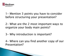 Structuring a presentation | PPTX