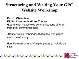 Structuring and Writing Your GPC Workshop | PPT