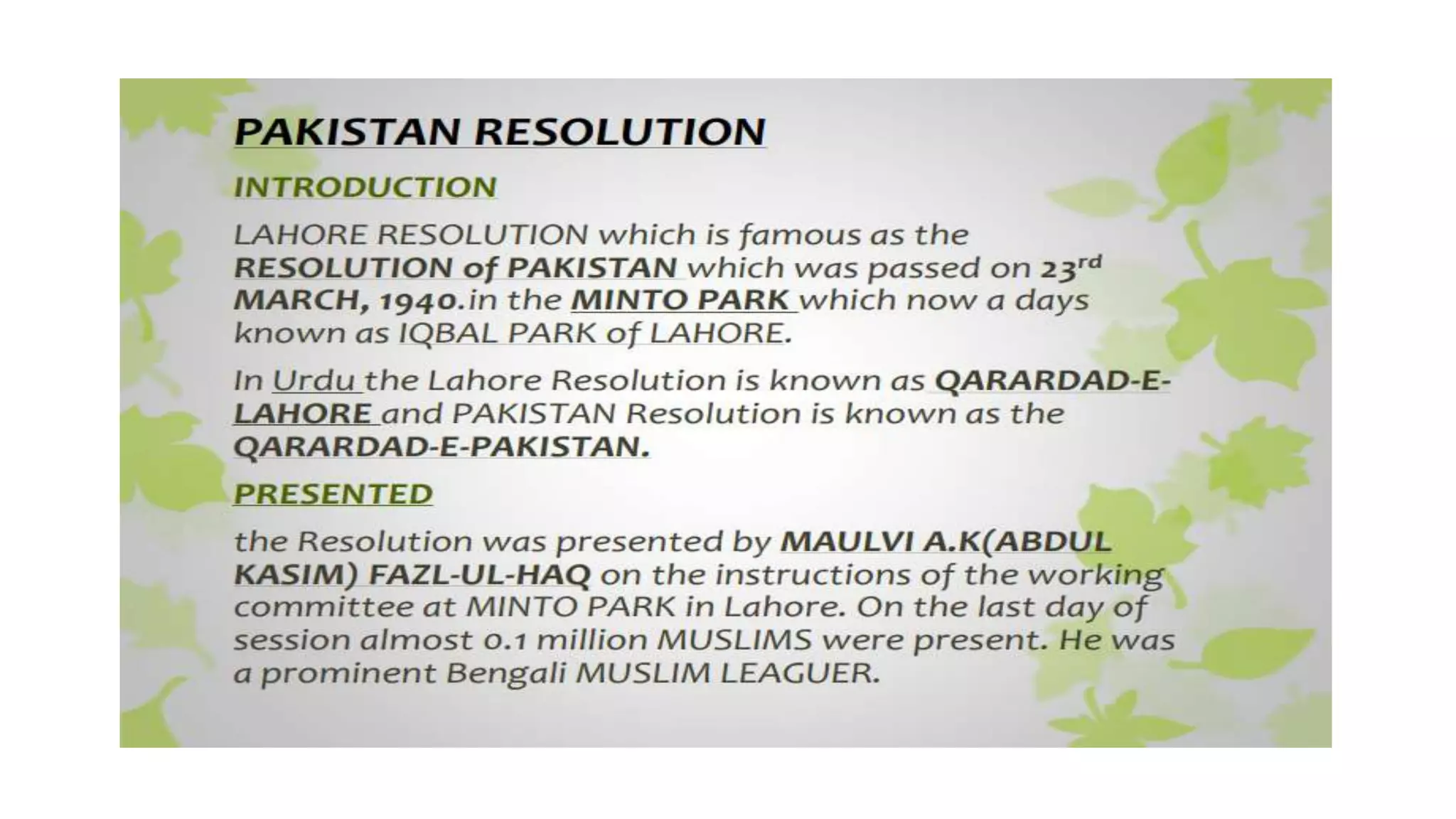 Struggles behind the creation of pakistan | PPT