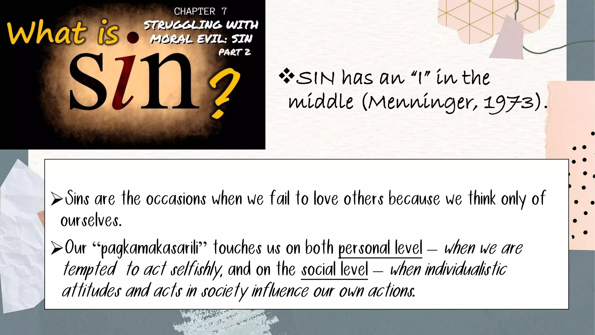 Struggling with moral evil: Sin | PDF