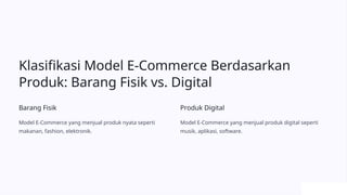 STRUKTUR DAN KLASIFIKASI E COMMERCE BAGI MAHASISWA EKONOMI | PPTX