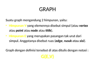 Struktur-Data-Pertemuan-12 Graf Graph adalah kumpulan dari simpul | PPTX