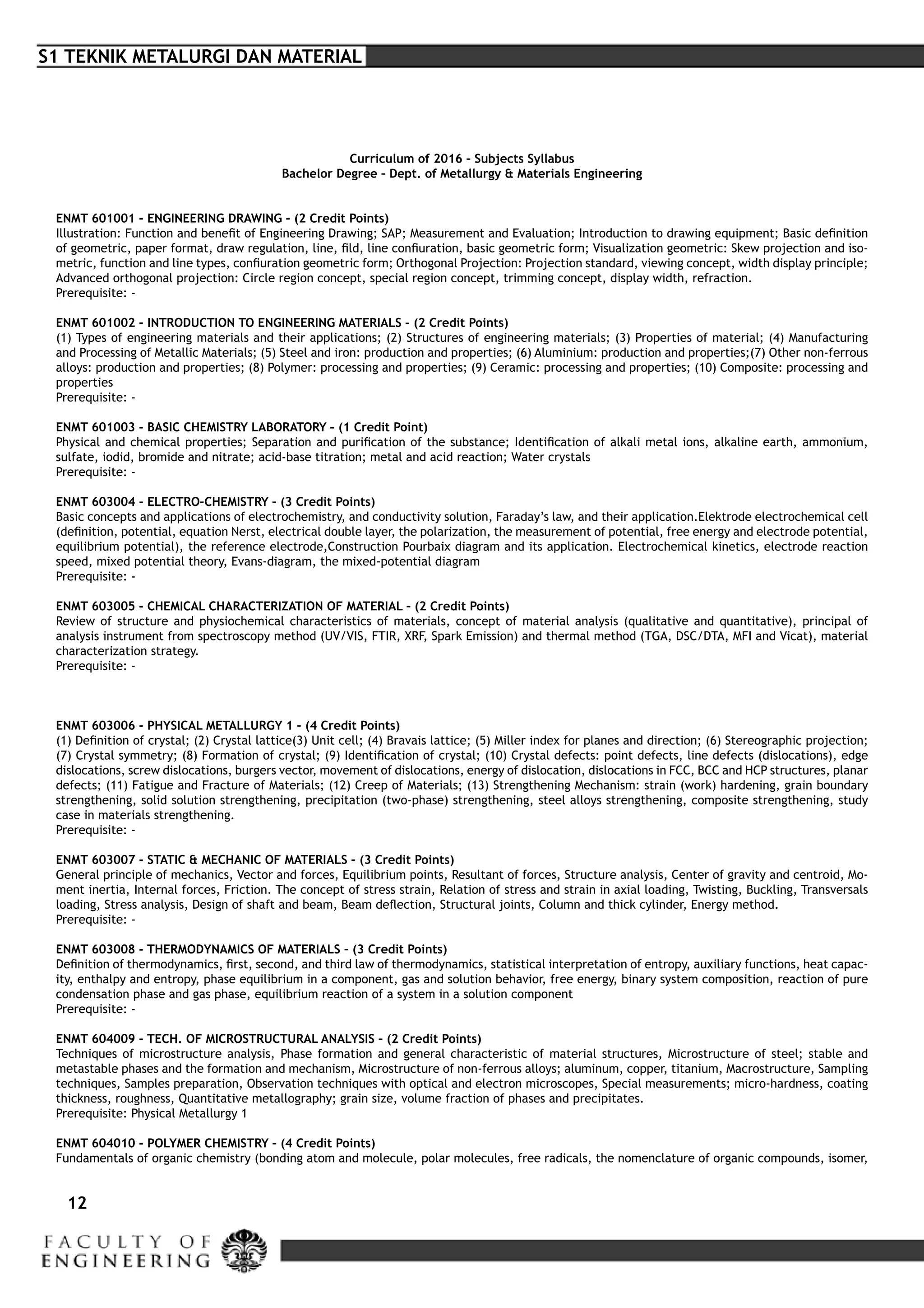 Struktur kurikulum-s1-teknik-metalurgi-dan-material | PDF