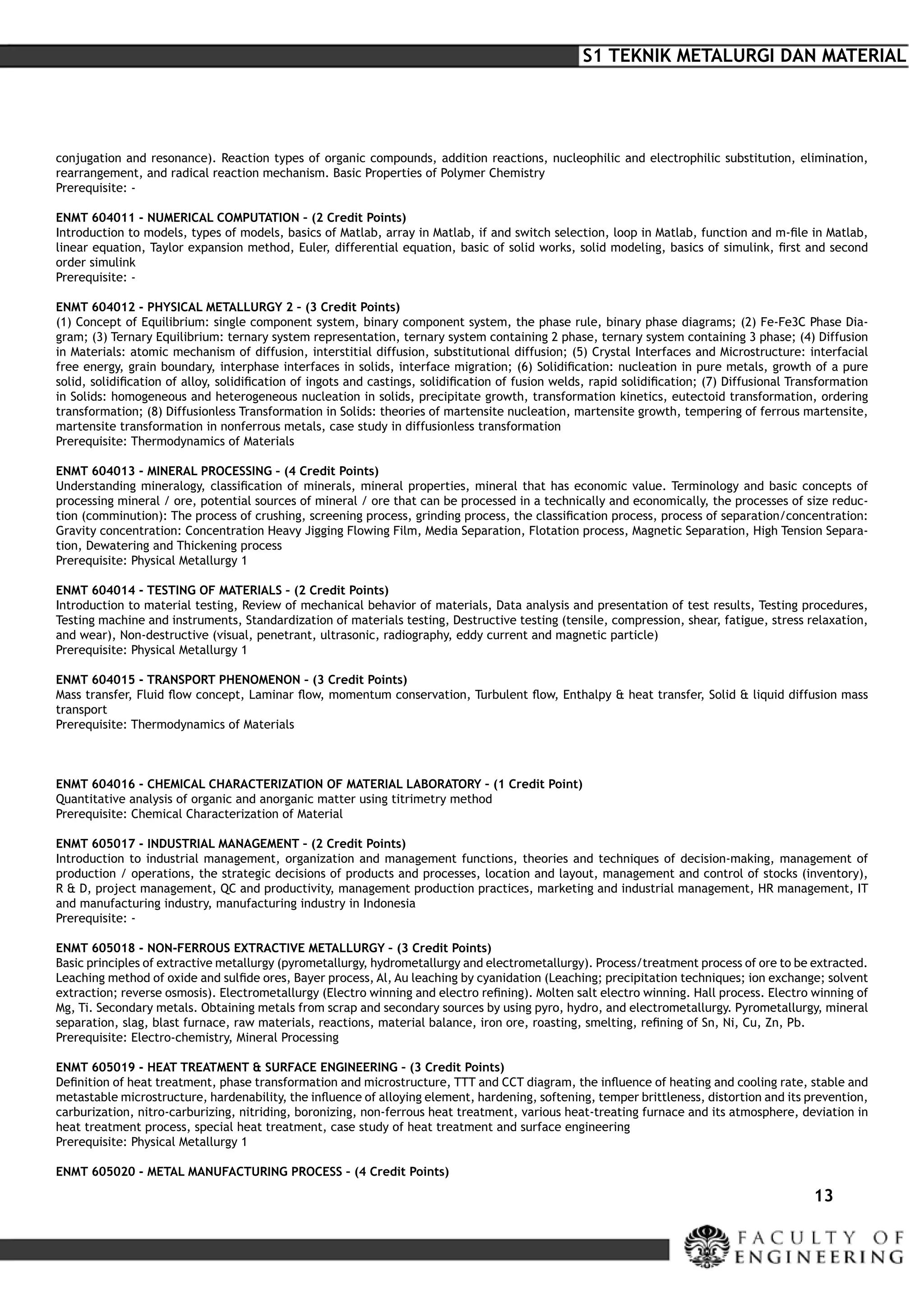 Struktur kurikulum-s1-teknik-metalurgi-dan-material | PDF