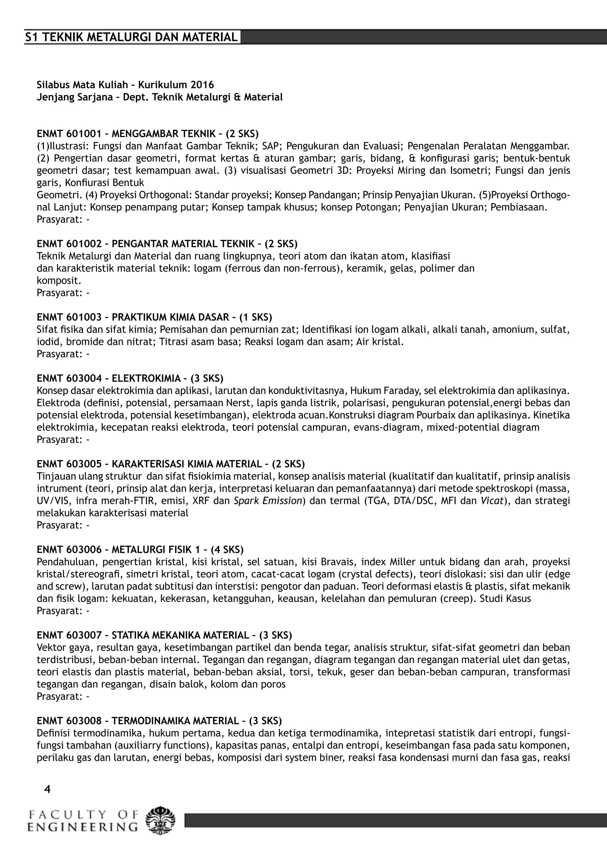 Struktur kurikulum-s1-teknik-metalurgi-dan-material | PDF