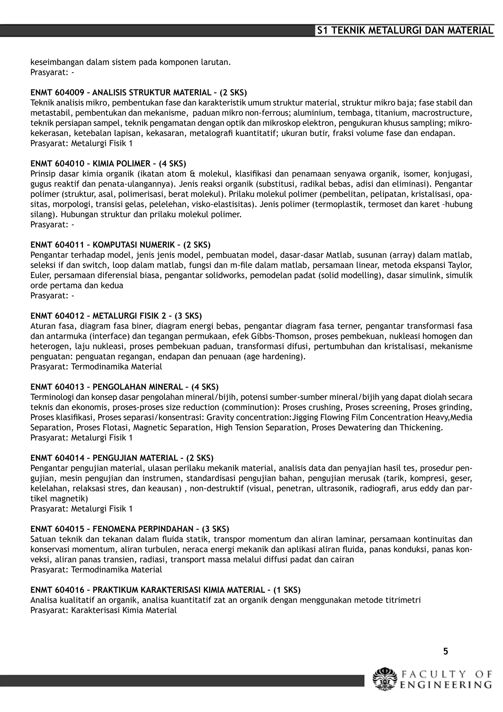 Struktur kurikulum-s1-teknik-metalurgi-dan-material | PDF