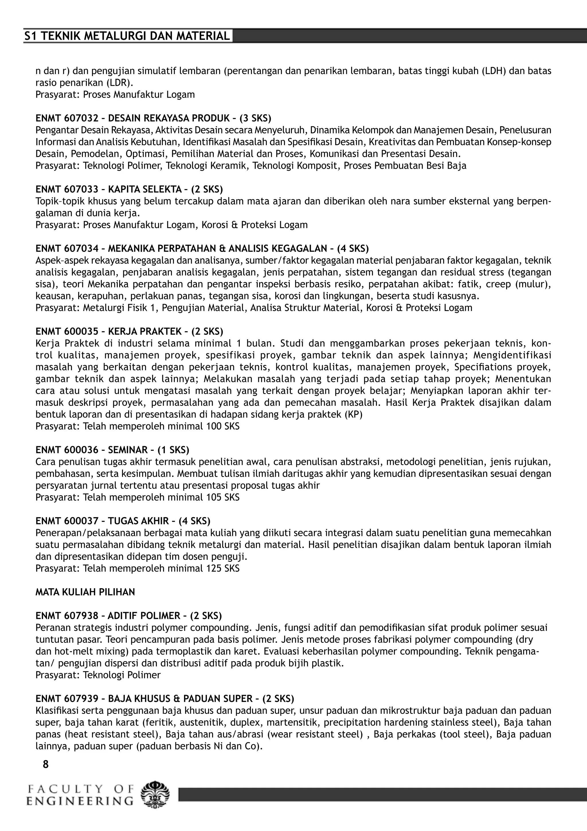 Struktur kurikulum-s1-teknik-metalurgi-dan-material | PDF