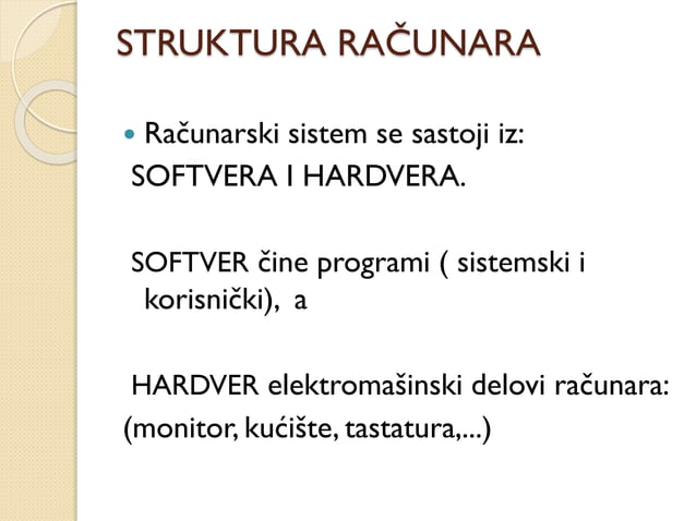 Struktura računara prezentacija za 8. razred | PPTX