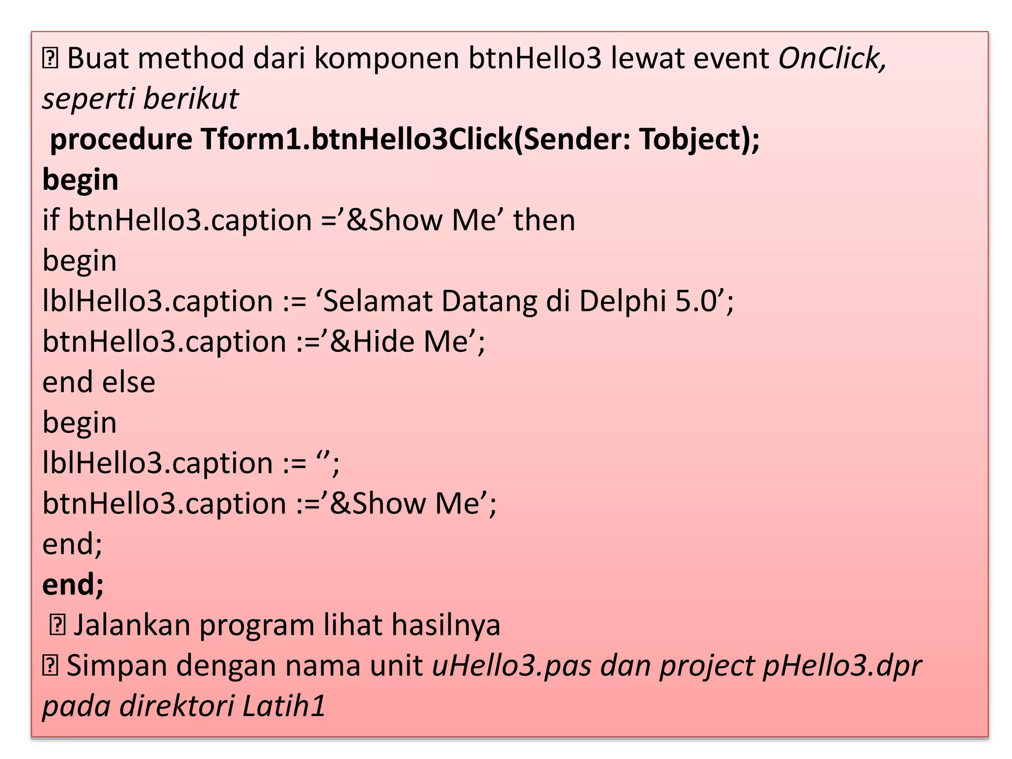 Struktur bahasa delphi | PPTX