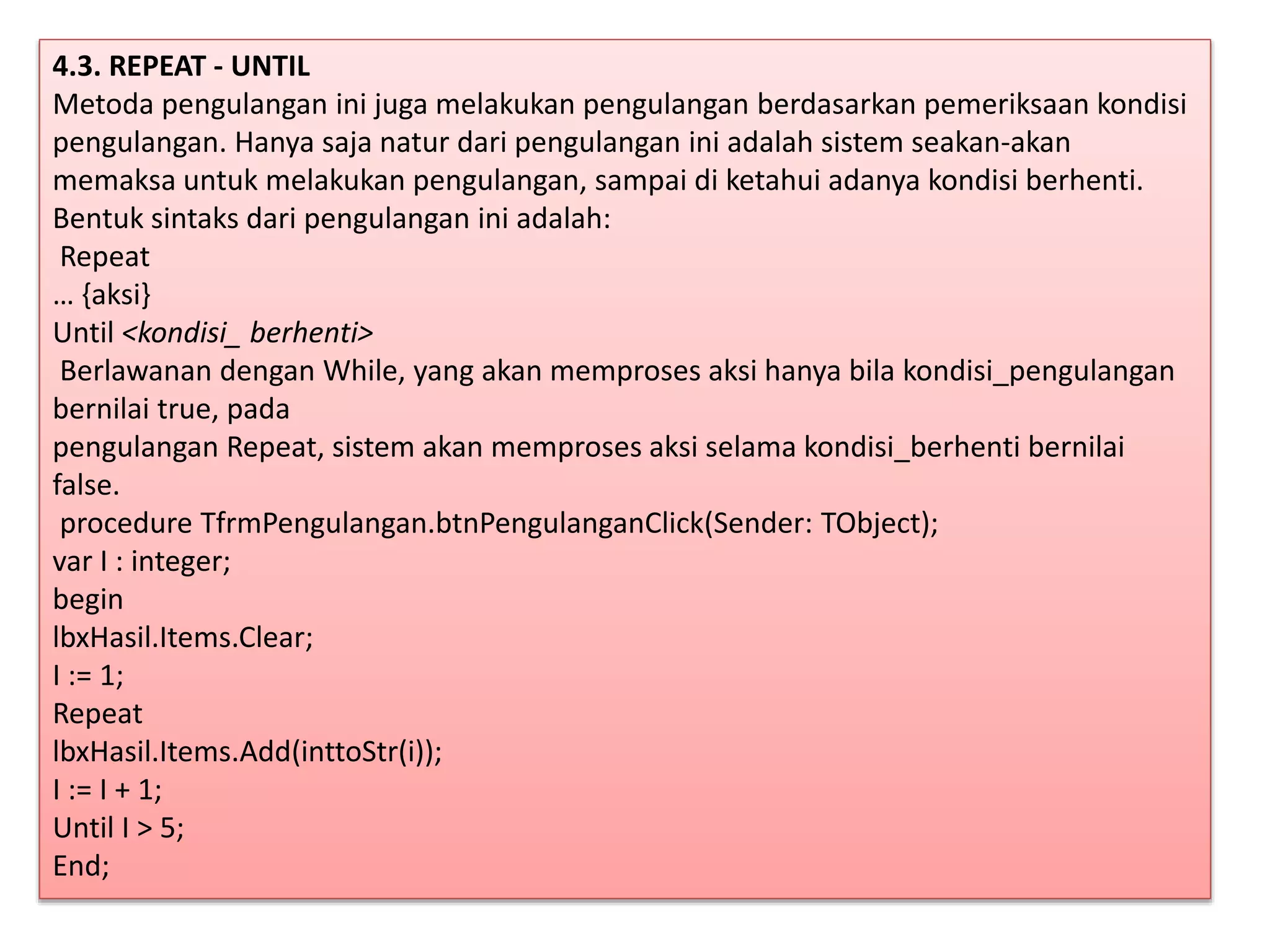 Struktur bahasa delphi | PPTX