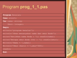 Struktur Bahasa Pascal[1] | PPT