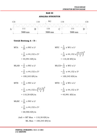 PERHITUNGAN TULANGAN LONGITUDINAL BALOK BETON BERTULANG RANGKAP | PDF