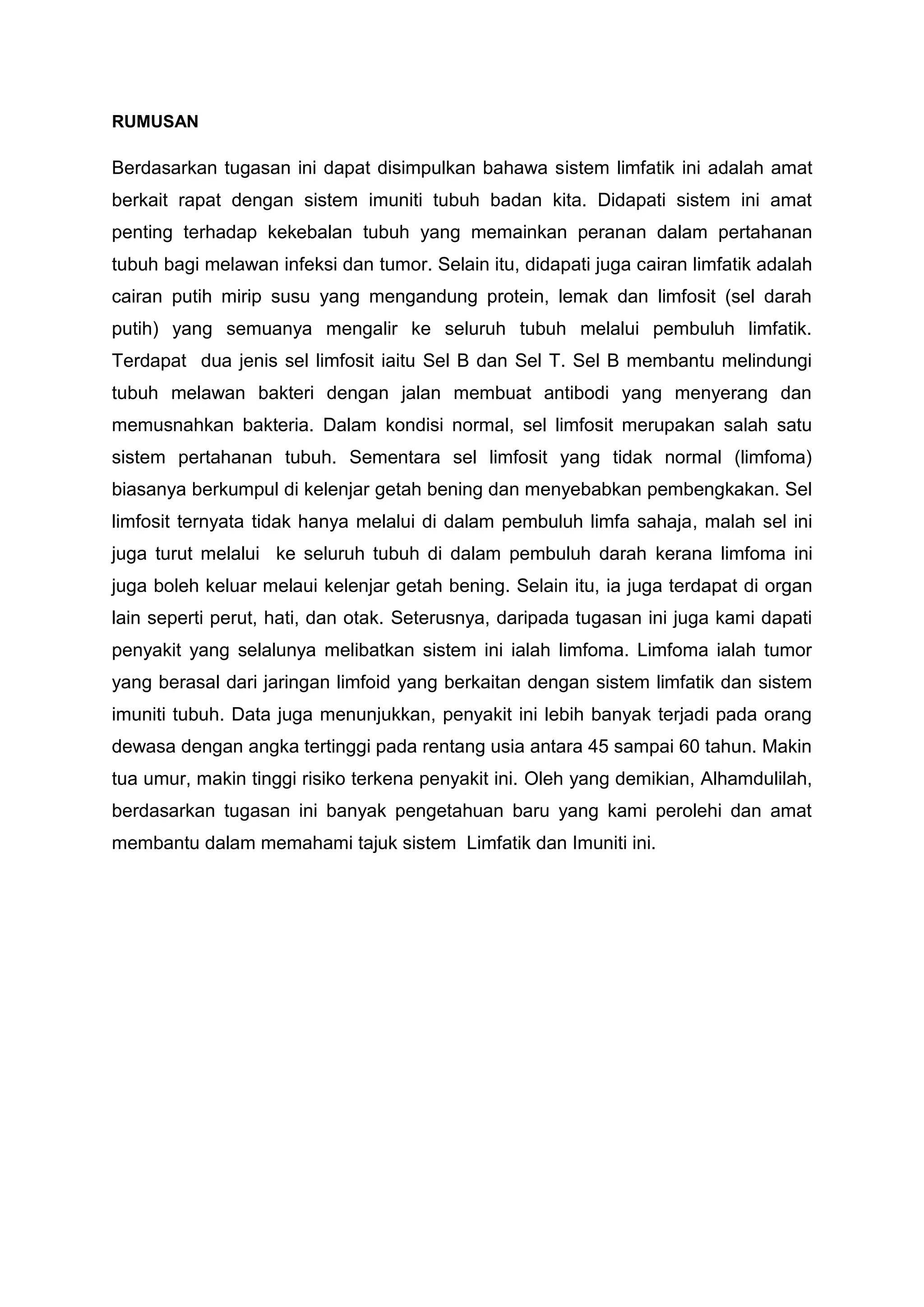 Struktur dan fungsi sistem limfatik by fie | DOCX