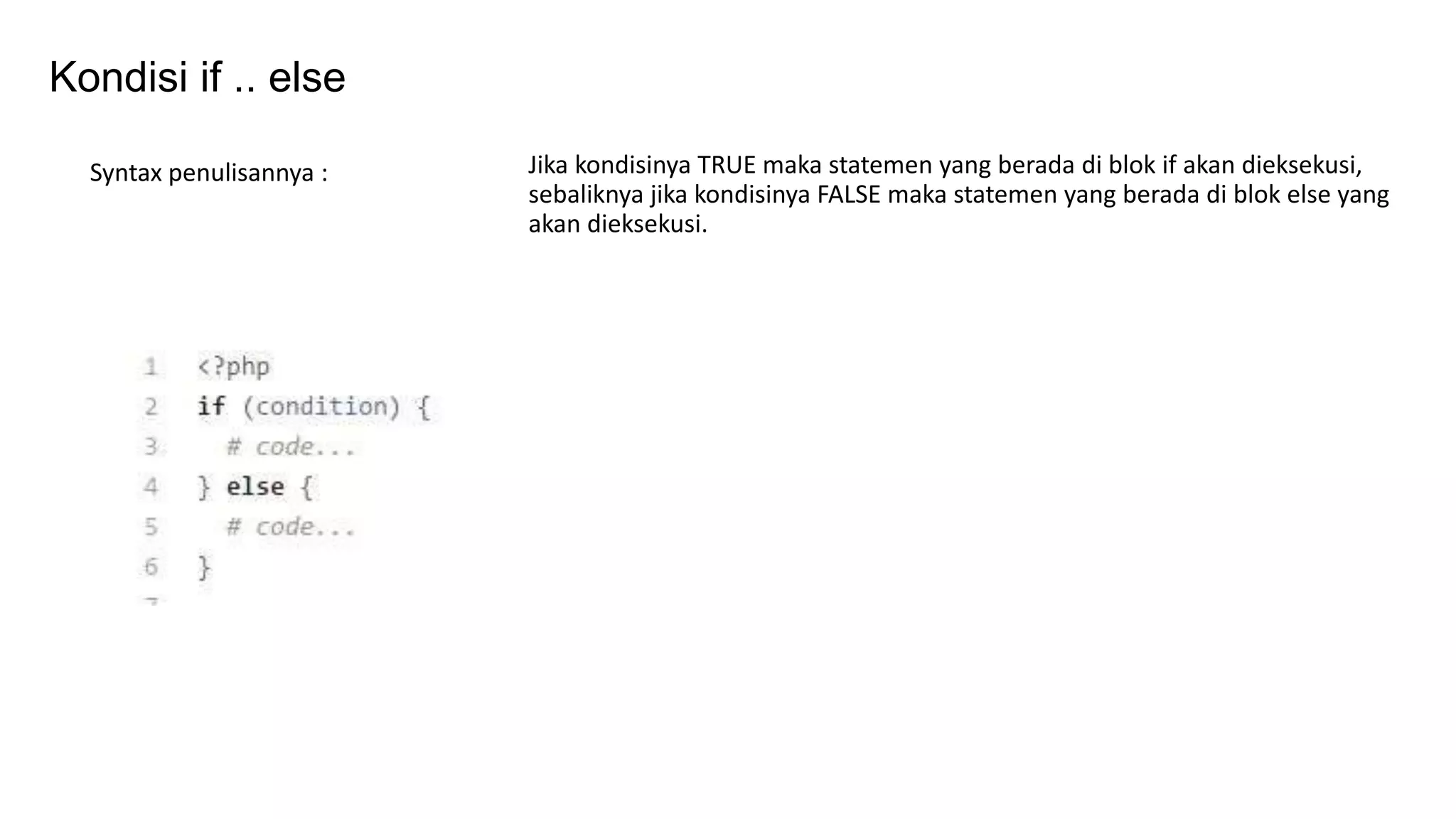 Struktur dan kondisi pada bahasa pemrograman php | PPT
