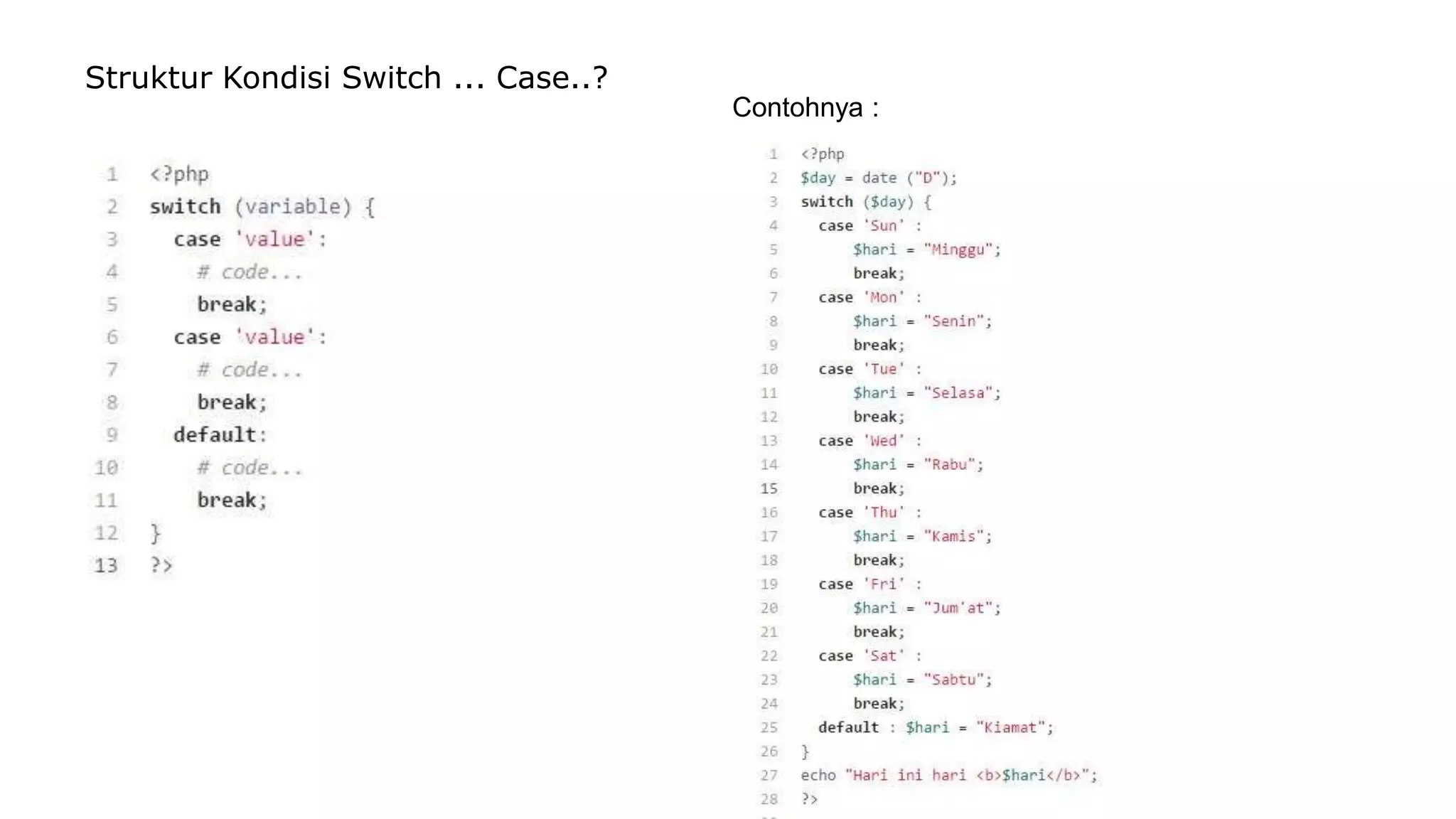 Struktur dan kondisi pada bahasa pemrograman php | PPT