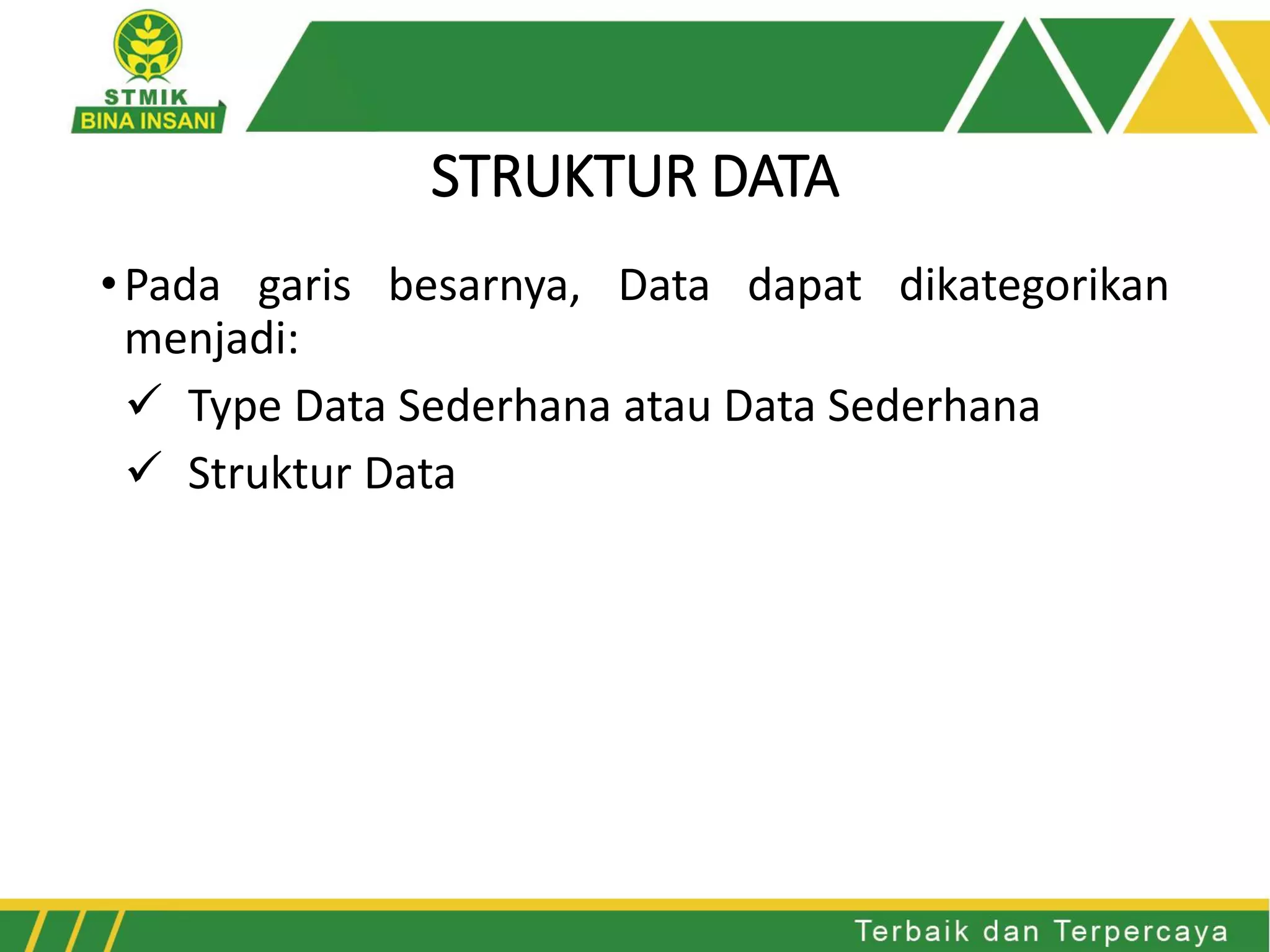 Pertemuan 1 Data dan Struktur Data | PDF