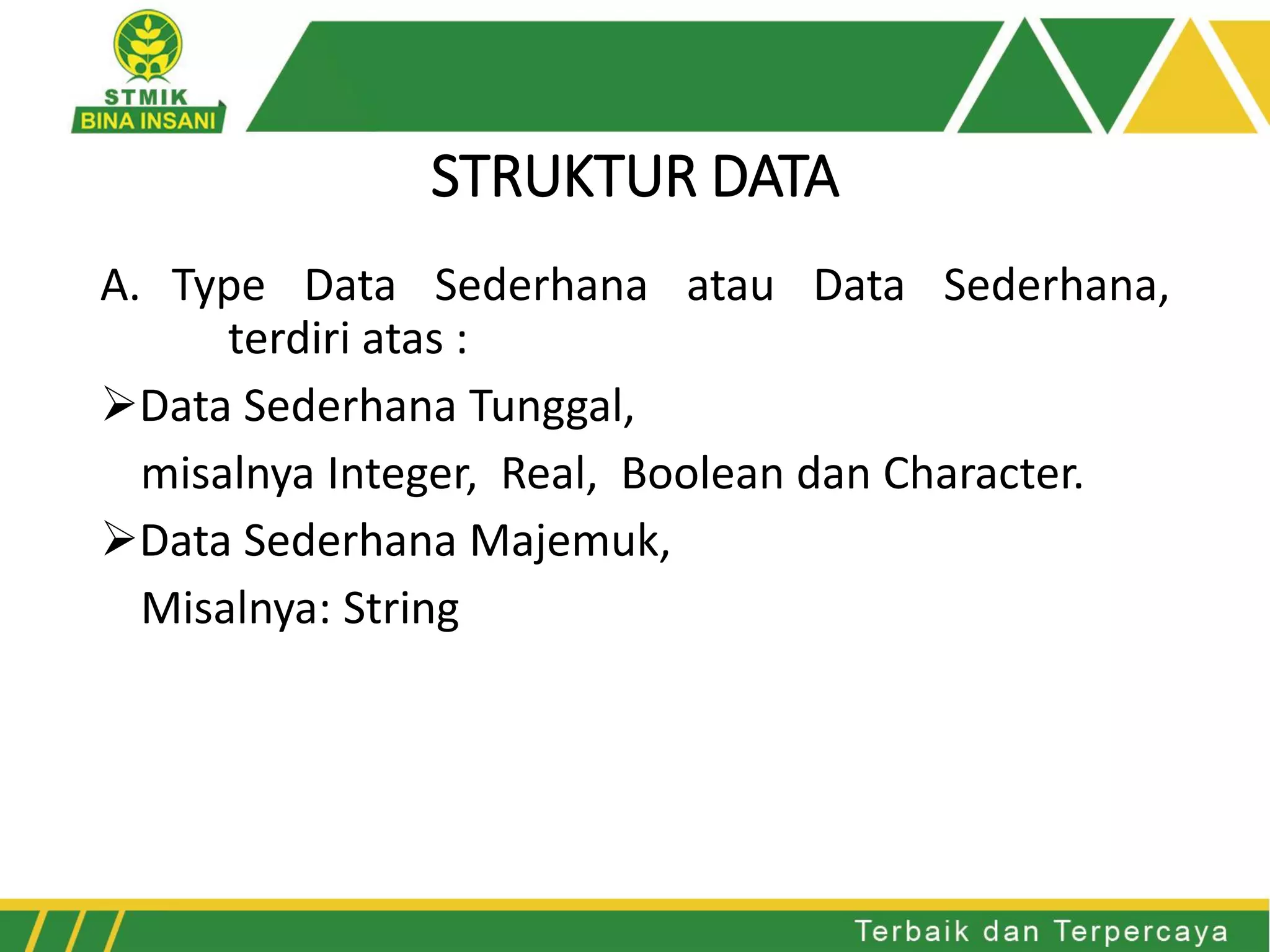 Pertemuan 1 Data dan Struktur Data | PDF